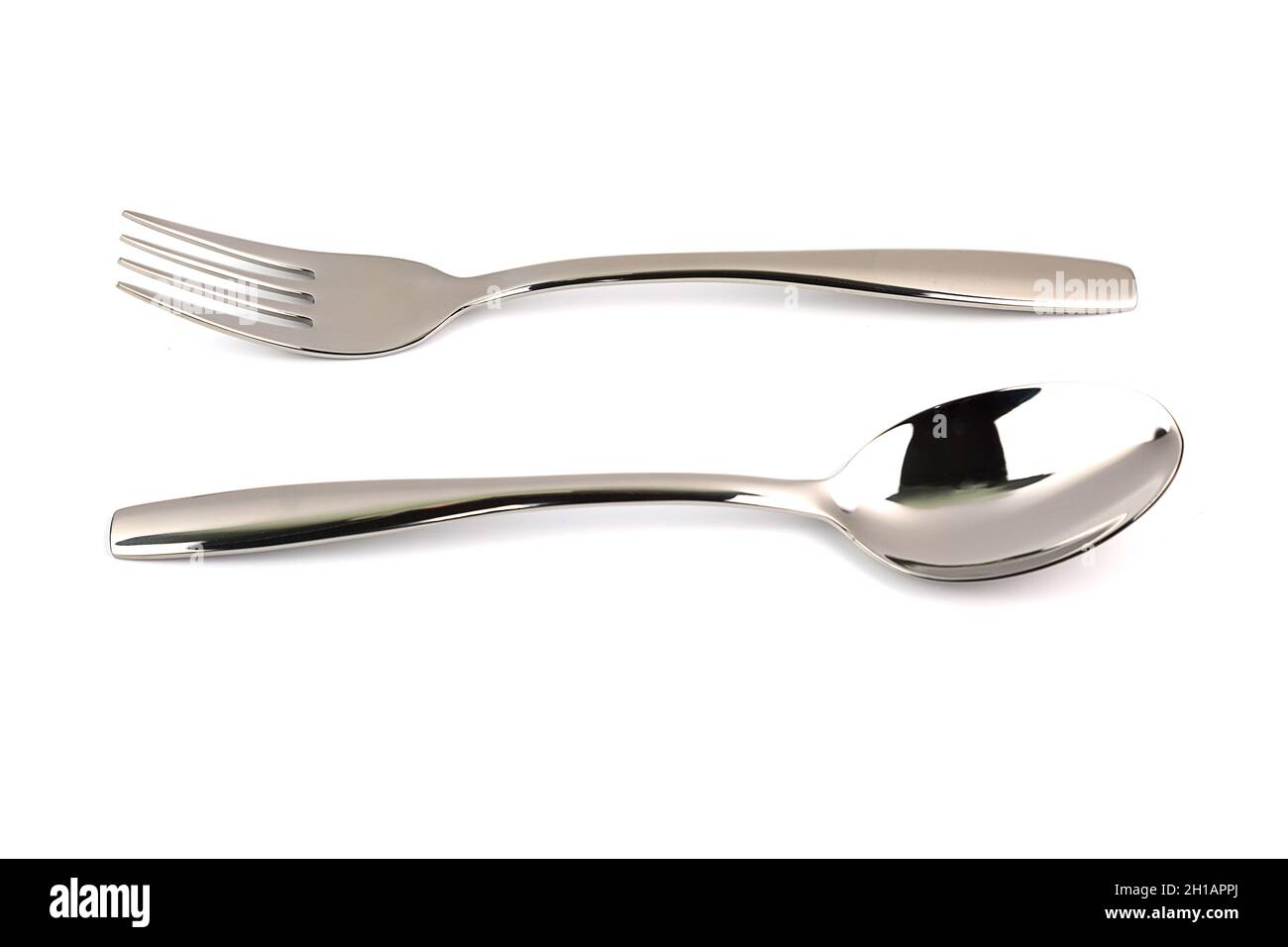 fork and spoon isolated on white background Stock Photo - Alamy