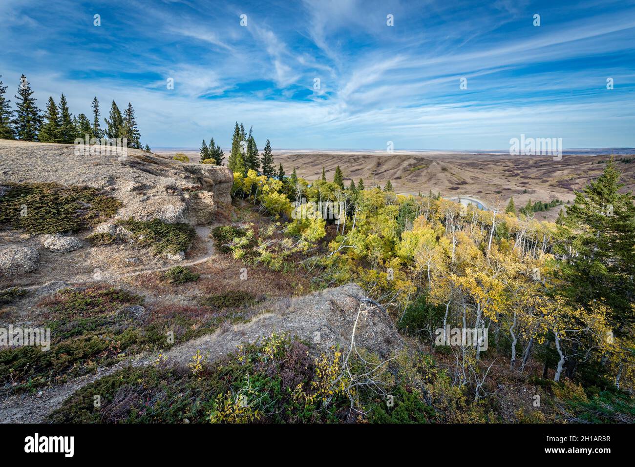 View of fall colors from the Conglomerate Cliffs lookout in Cypress ...