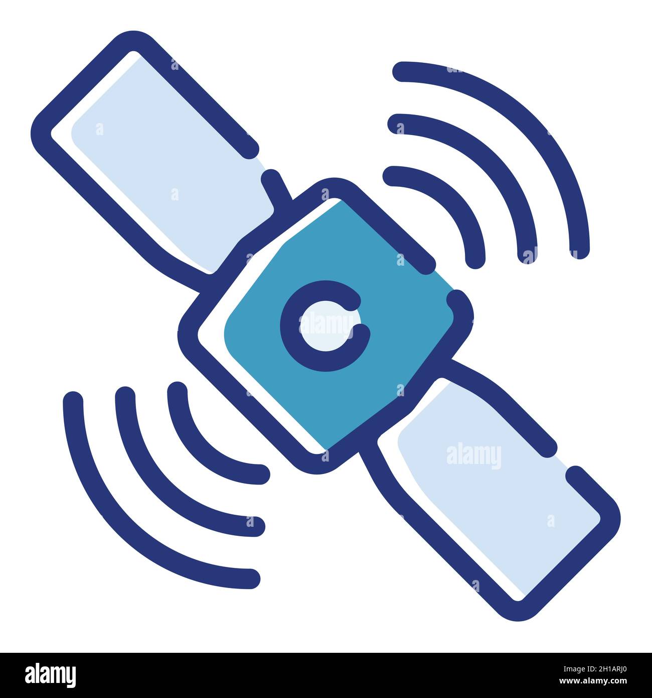 satellite signal communication space single isolated icon with dash or dashed line style vector ...
