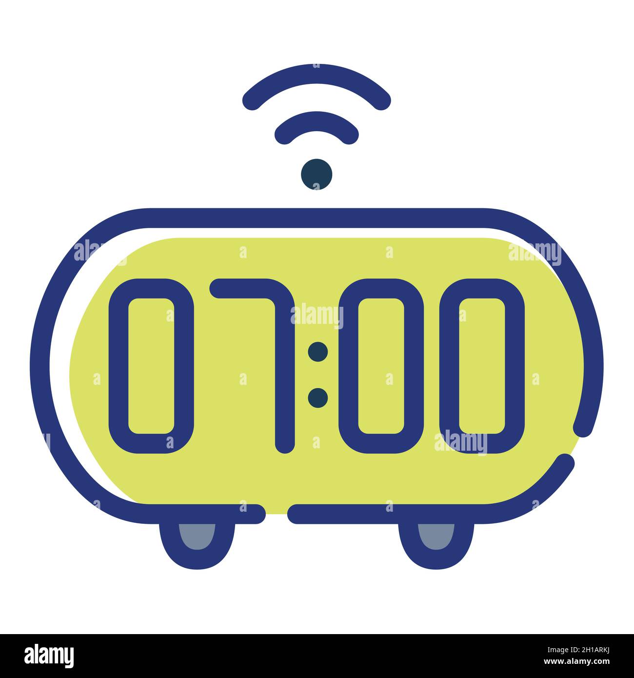 smart clock alarm digital single isolated icon with dash or dashed line style vector ...