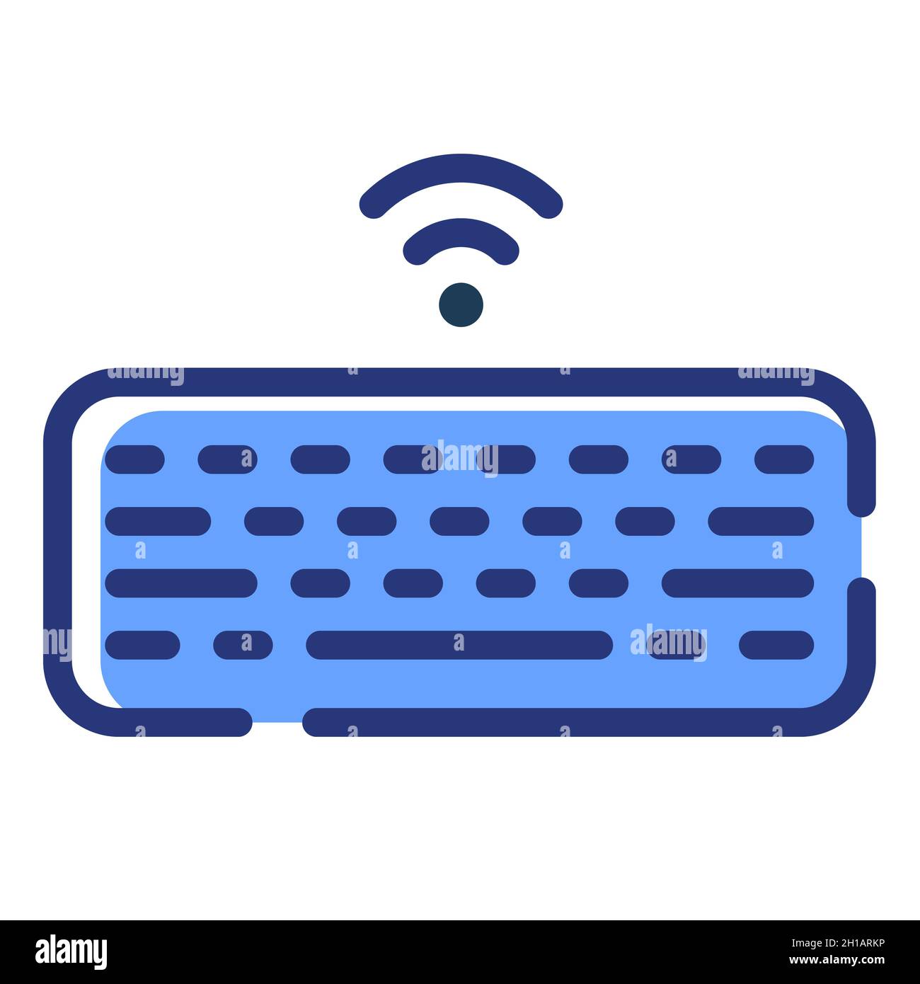 wireless keyboard hardware single isolated icon with dash or dashed ...