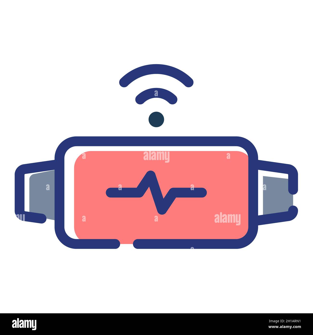 smartband band monitoring health single isolated icon with dash or dashed line style vector ...