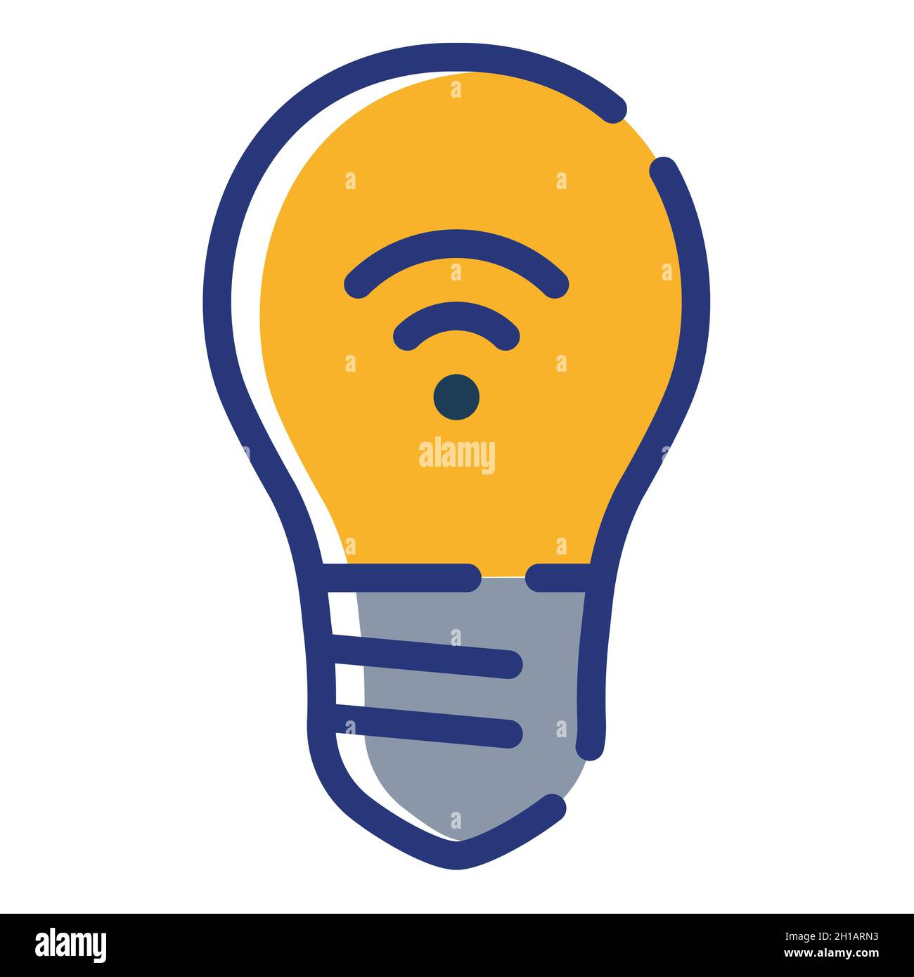 led smart light bulb wireless single isolated icon with dash or dashed line style vector ...