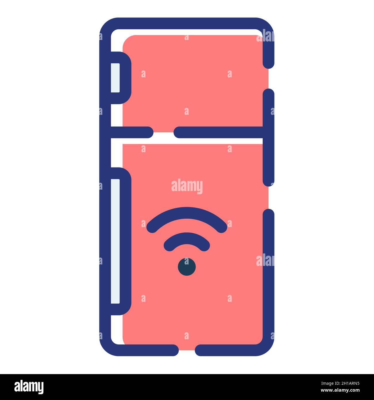 refrigerator smart fridge single isolated icon with dash or dashed line ...