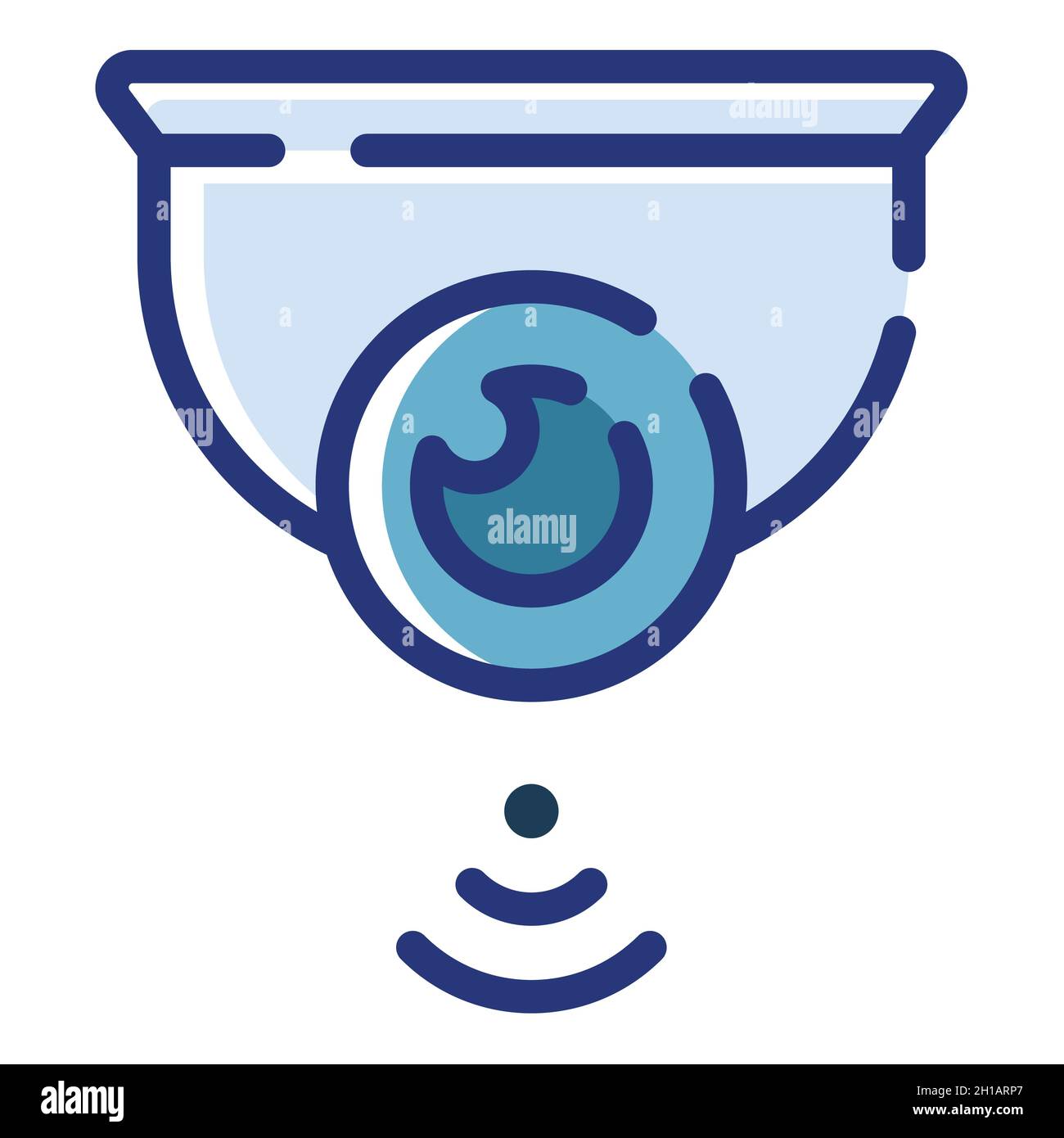 smart cctv camera wifi security single isolated icon with dash or ...