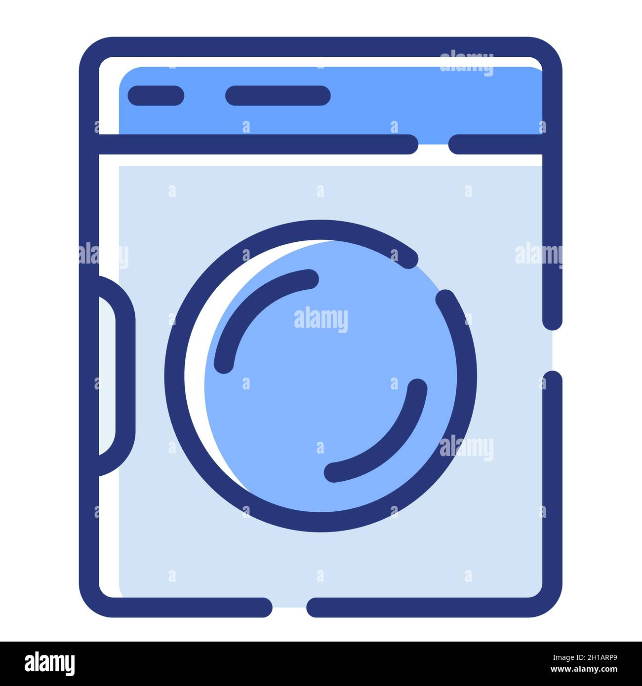 washer machine smart single isolated icon with dash or dashed line ...