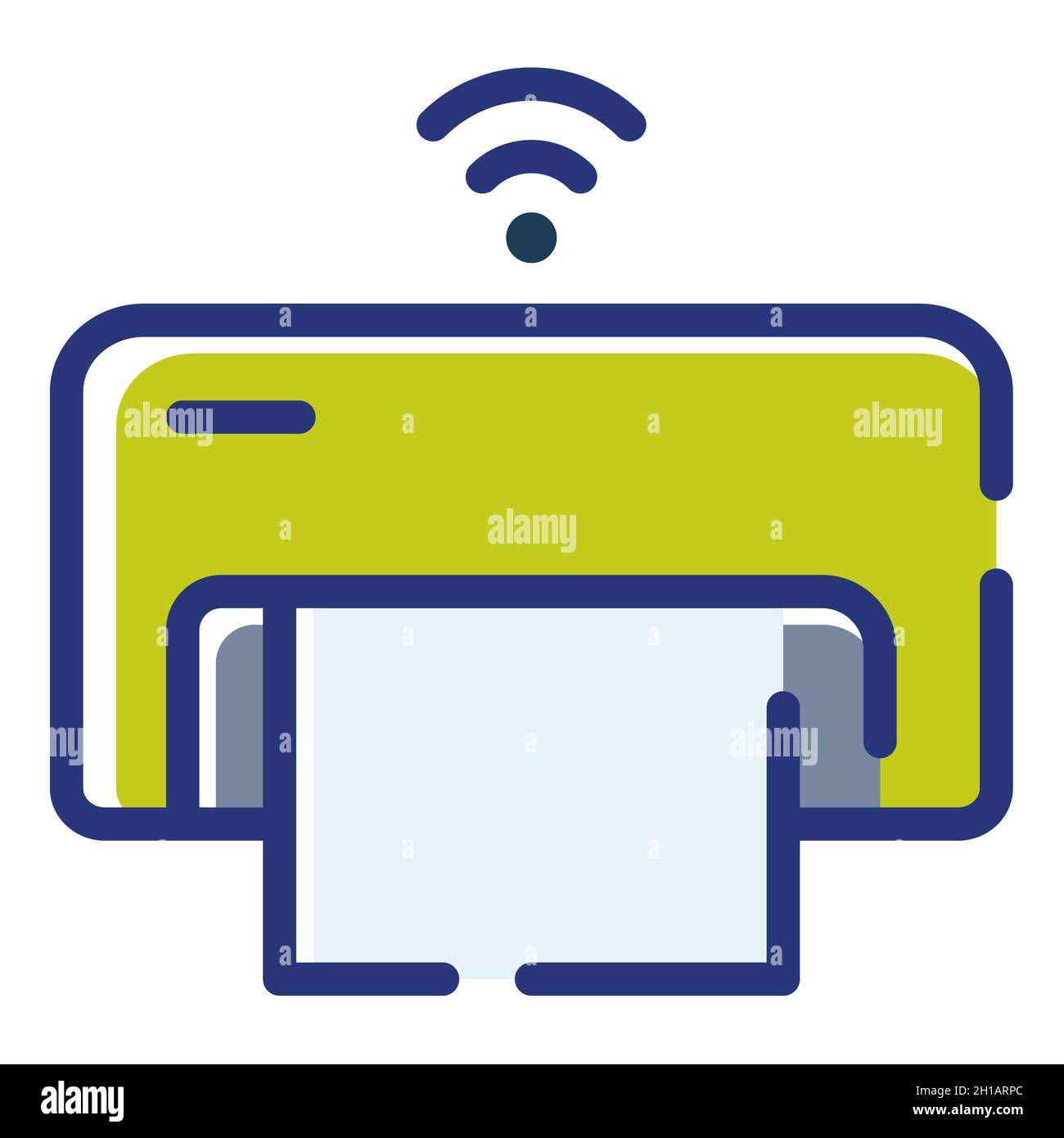 printer wifi iot wireless single isolated icon with dash or dashed line ...