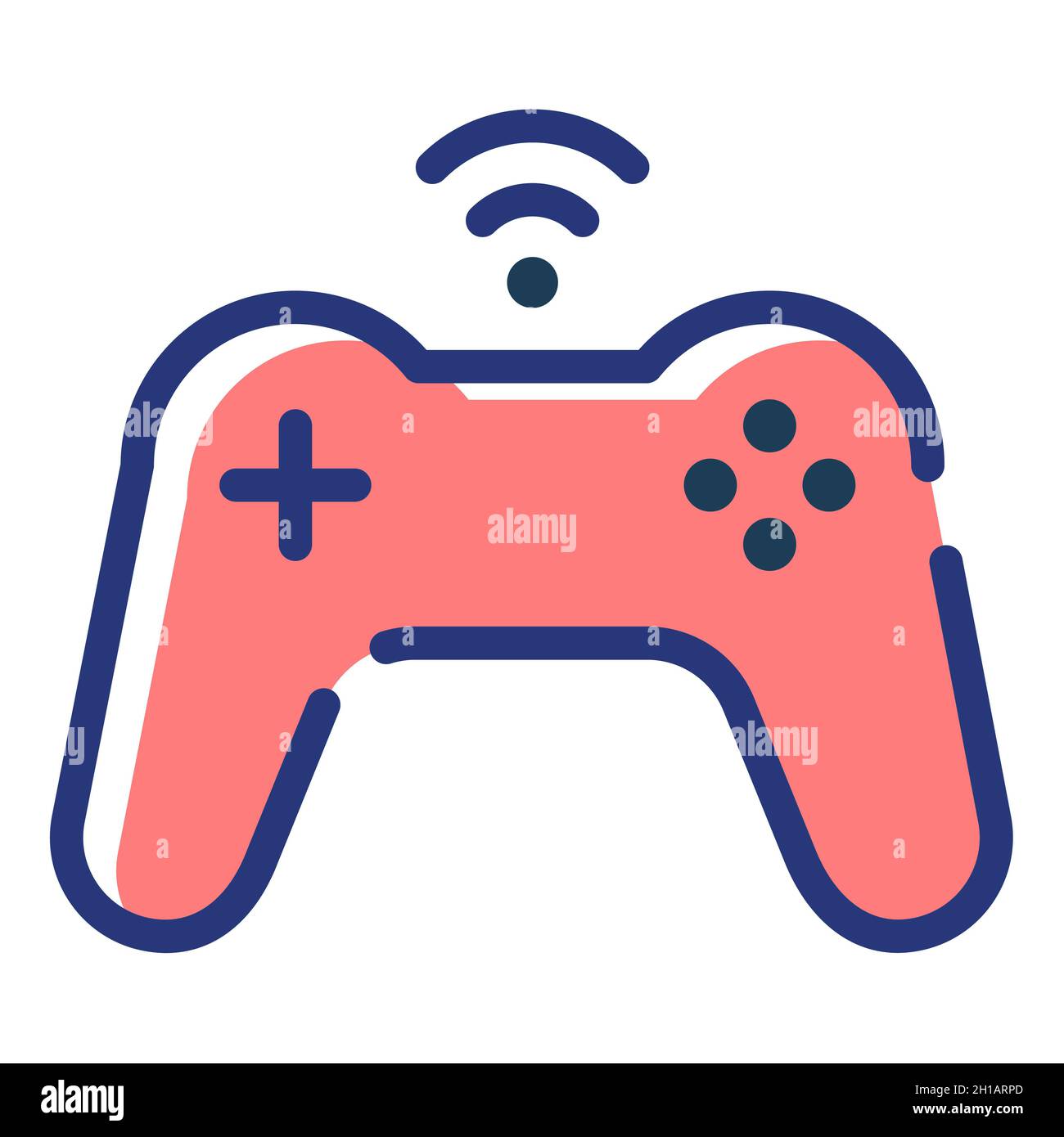 game control wireless joystick single isolated icon with dash or dashed ...