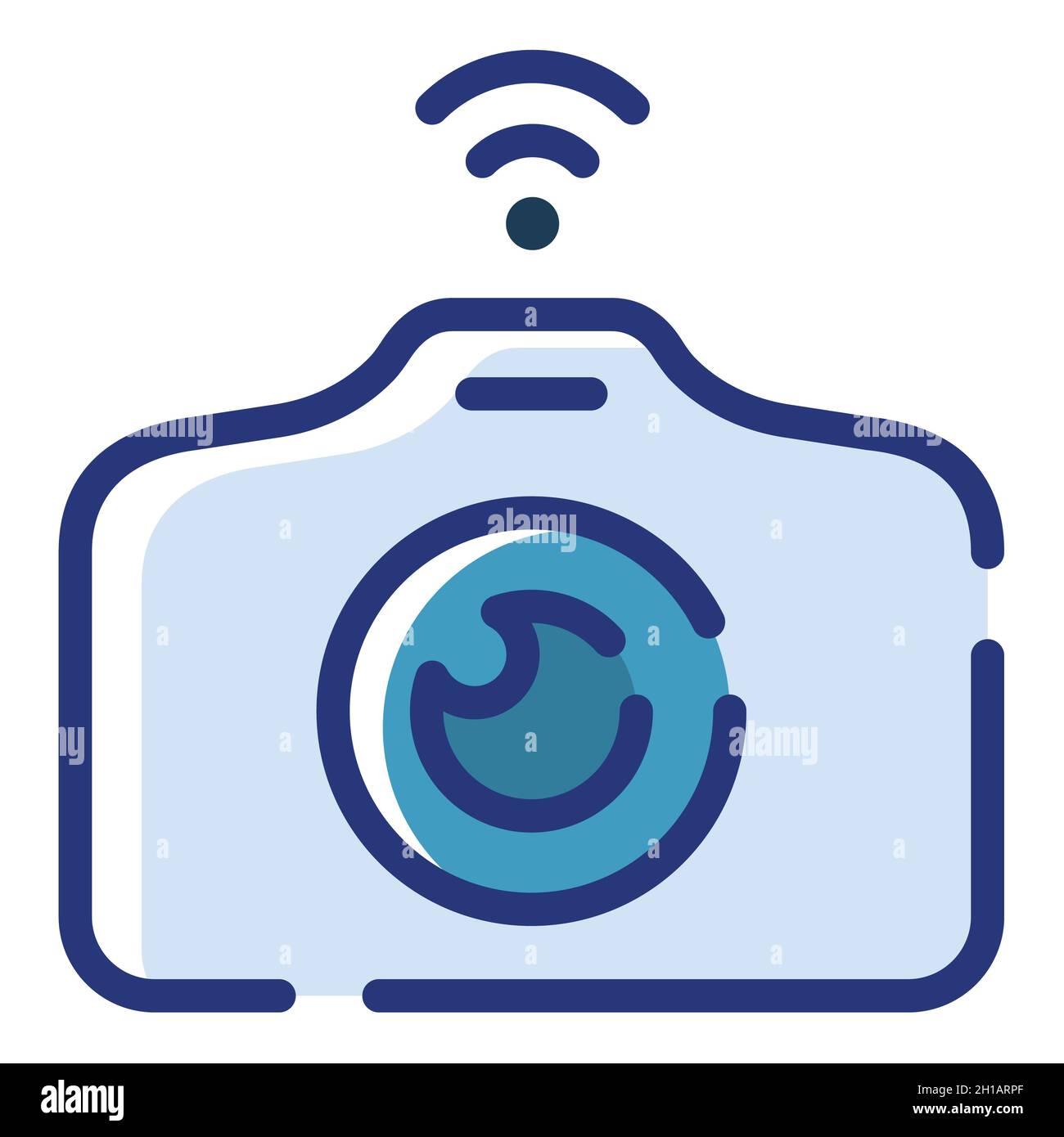 photography camera wireless iot single isolated icon with dash or dashed line style vector ...