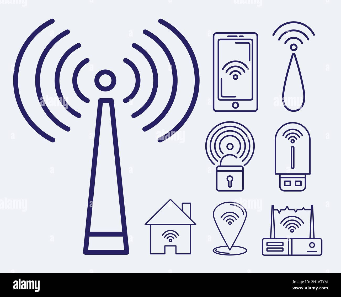eight wireless signal icons Stock Vector Image & Art - Alamy