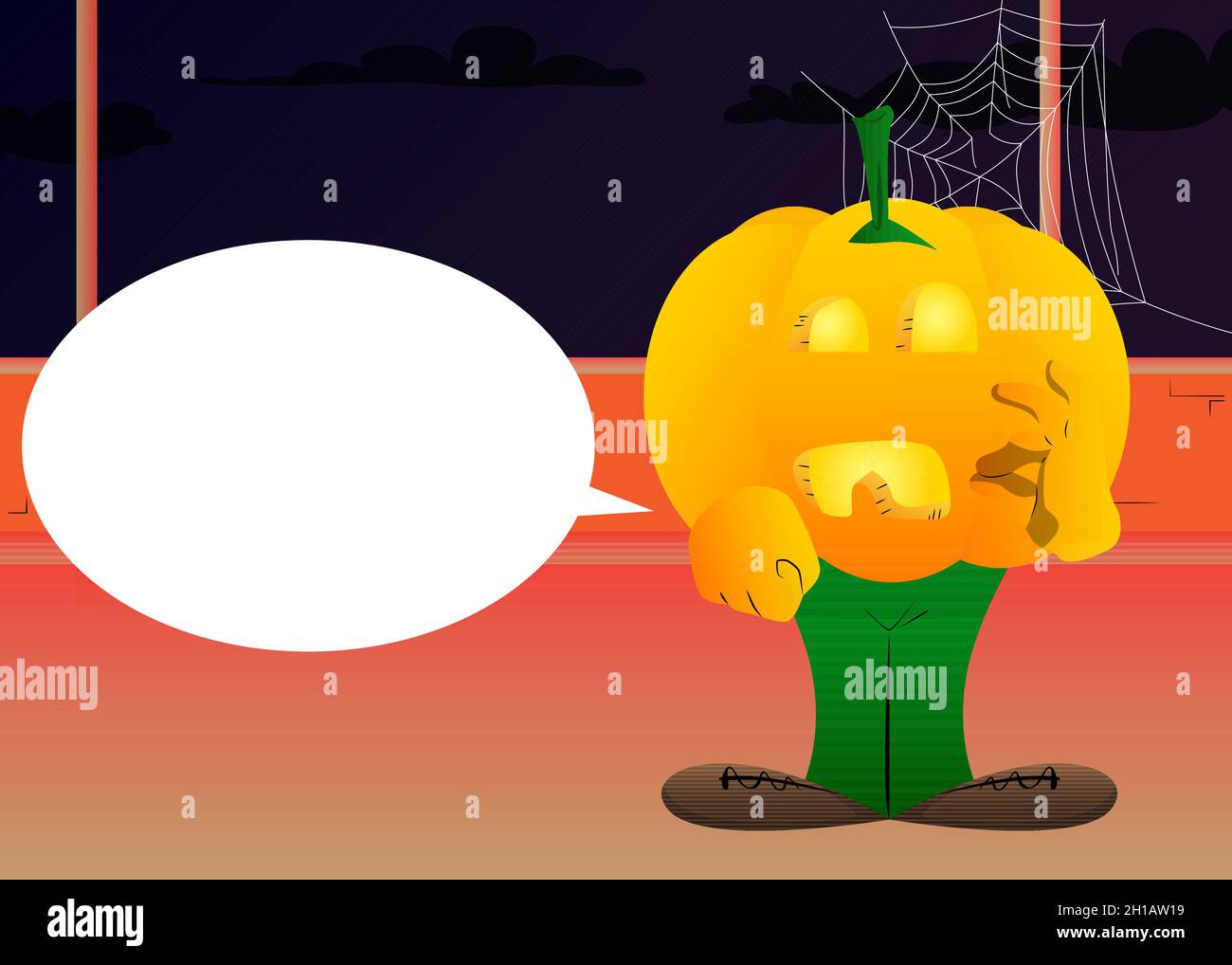 Decorative pumpkin for Halloween showing ok sign as a cartoon character ...