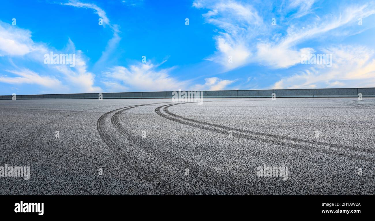 Asphalt race track road and sky clouds.Road ground background Stock ...