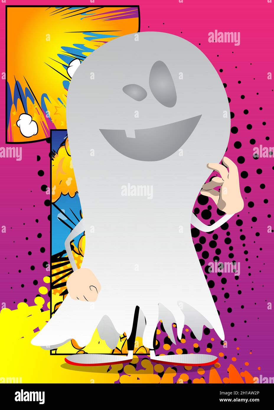 Kid dressed for Halloween showing ok sign. Vector cartoon character ...