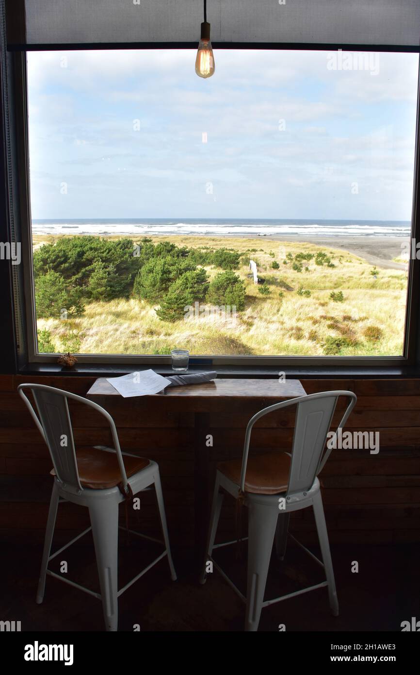 View of the sea and Long Beach from The Pickled Fish restaurant at The ...