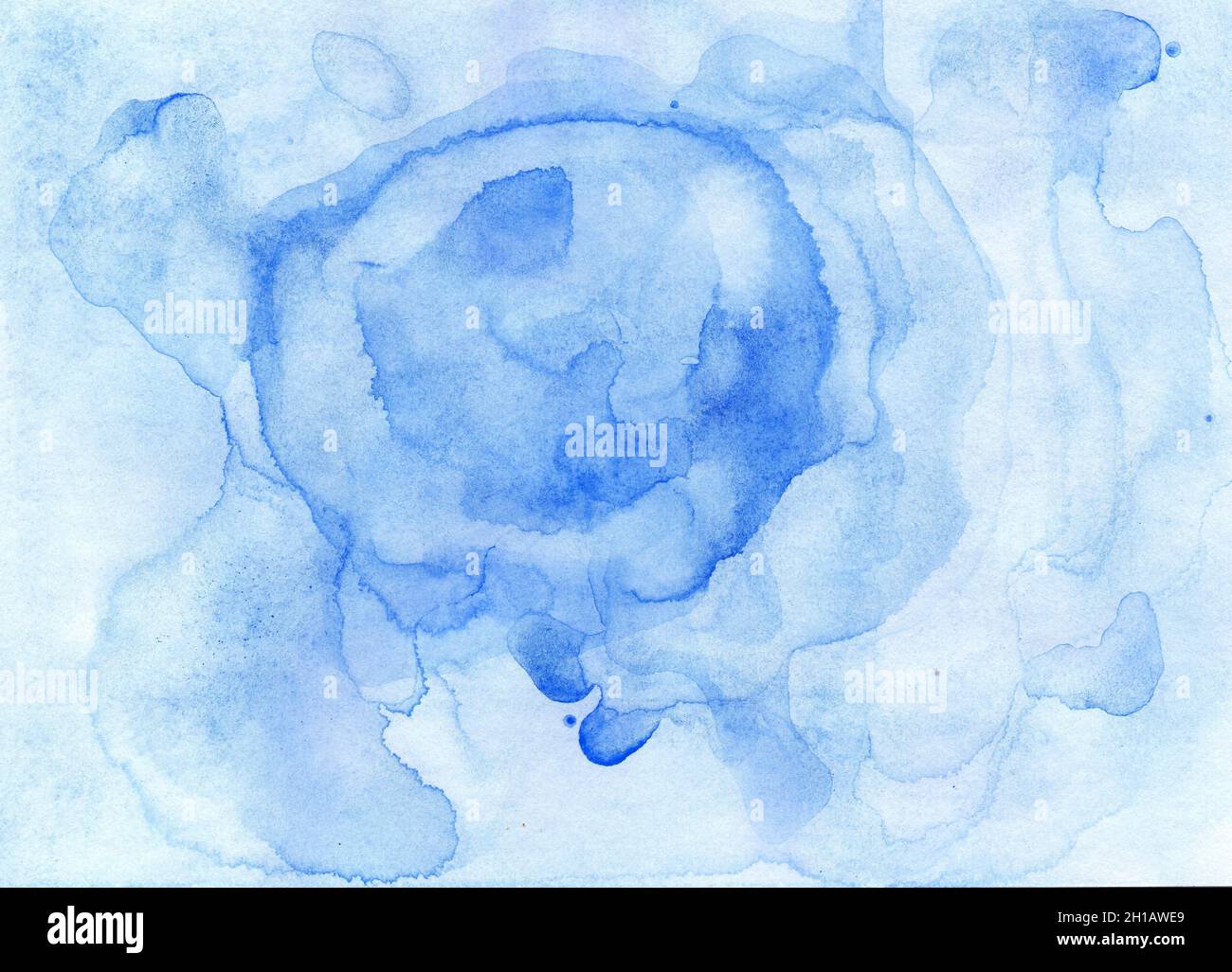 Abstract blue watercolor background. Bright blue handdrawn abstraction ...