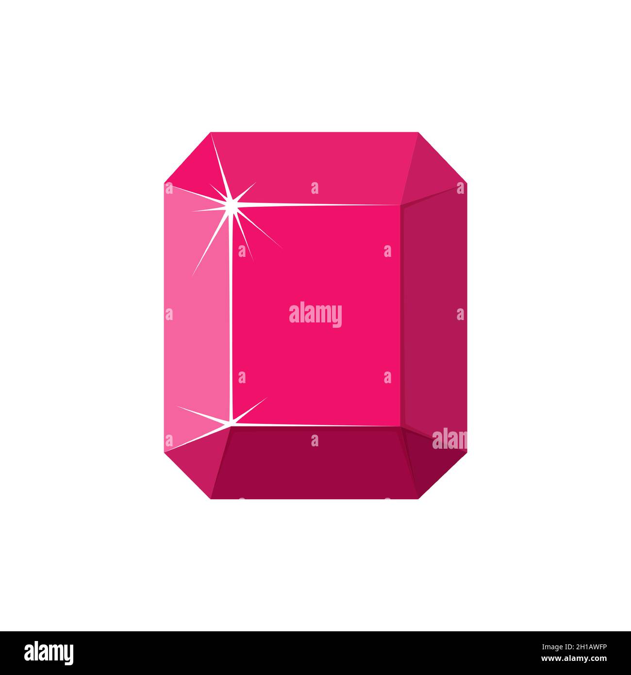 Square red gemstone. Ruby top view. Cartoon vector illustration ...