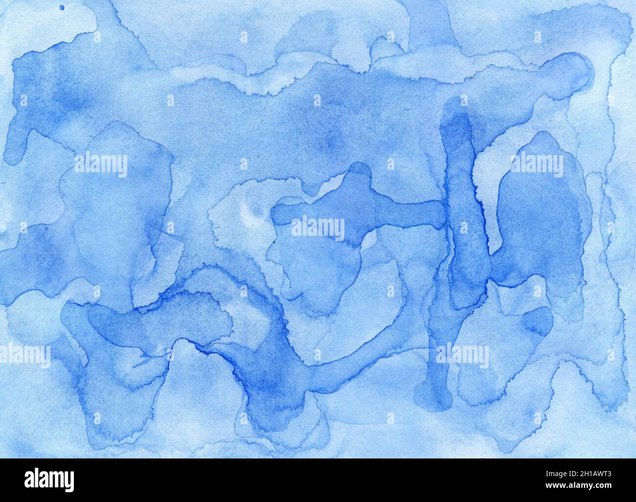 Abstract blue watercolor background. Bright blue handdrawn abstraction ...