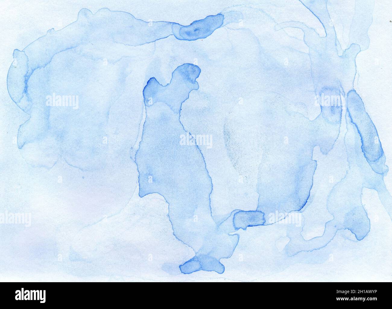 Abstract blue watercolor background. Bright blue handdrawn abstraction ...