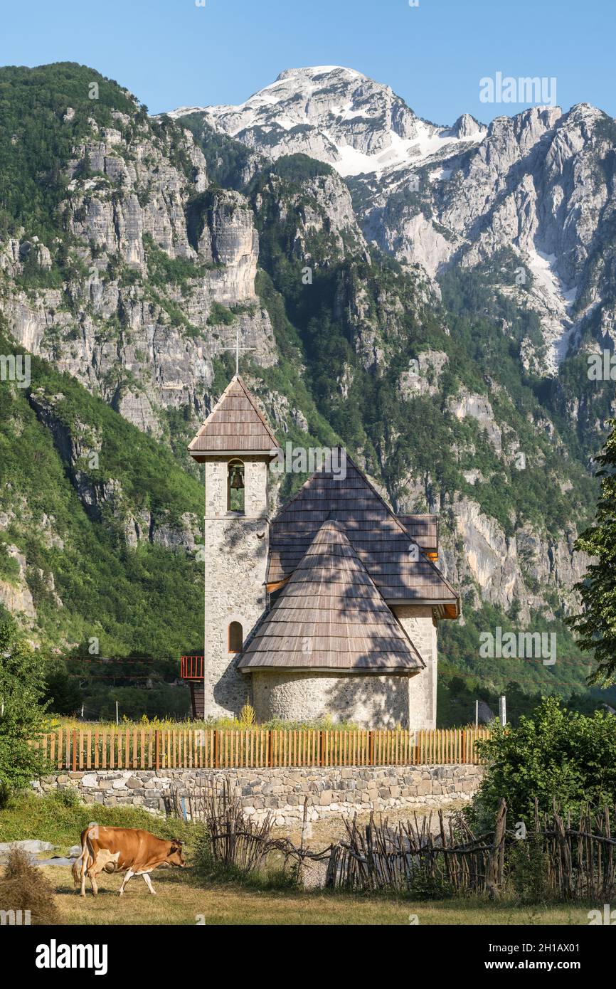 Christian Church in the village of Theth in Prokletije Mountains ...