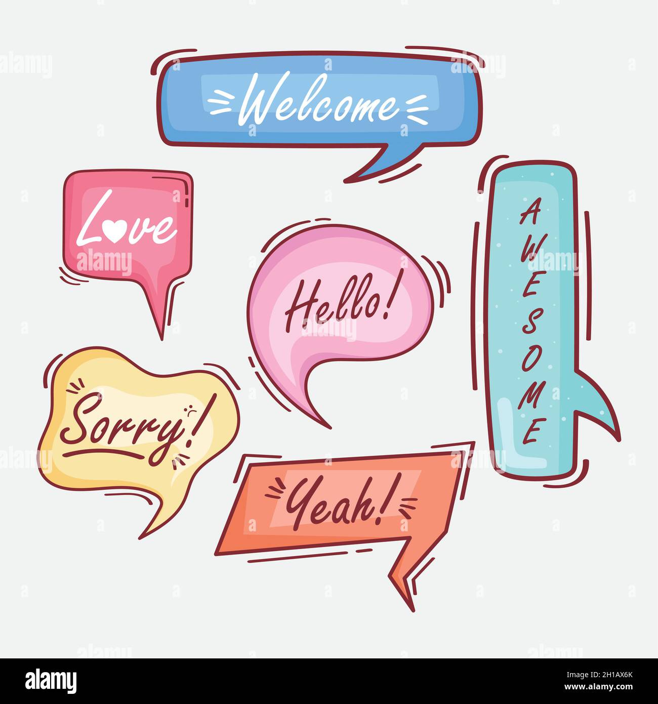 six text balloons doodle icons Stock Vector Image & Art - Alamy