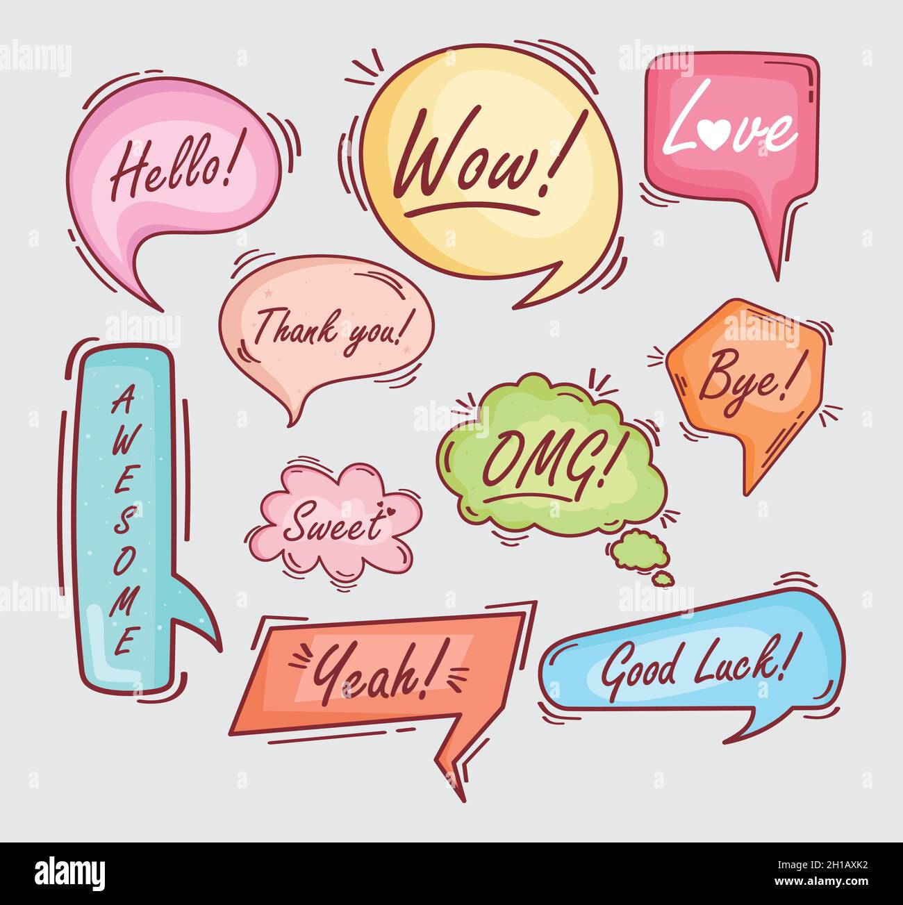 ten text balloons doodle icons Stock Vector Image & Art - Alamy