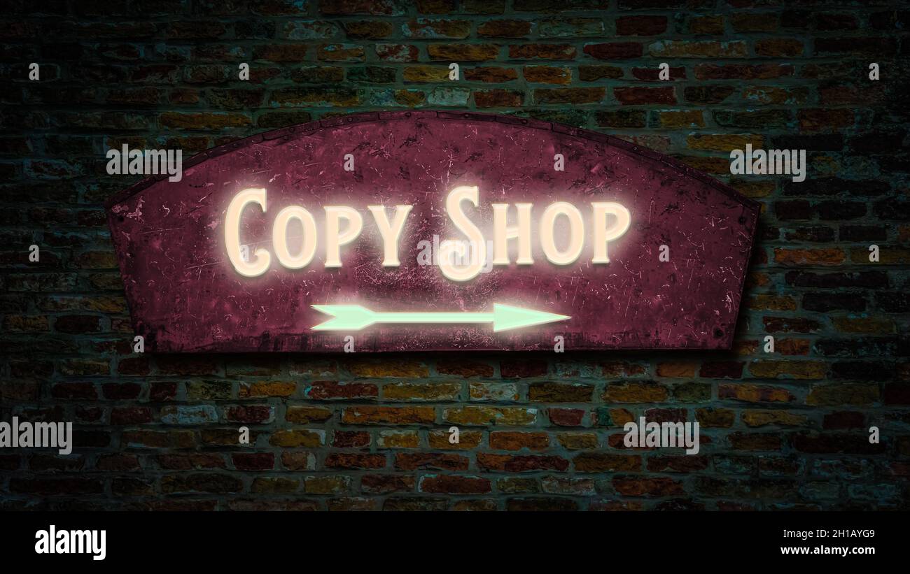 Street Sign the Direction Way to Copy Shop Stock Photo - Alamy