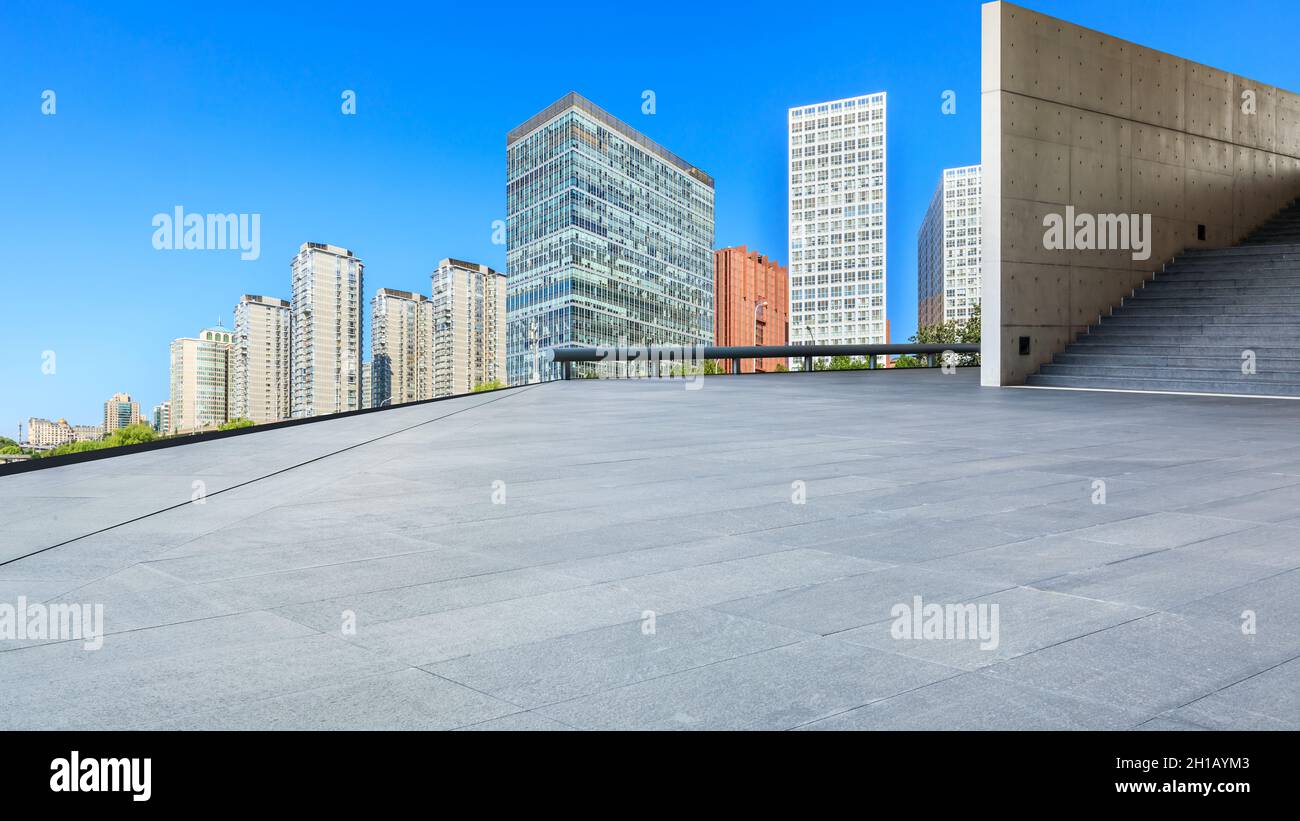 Empty floor and modern city commercial buildings in Beijing,China Stock ...