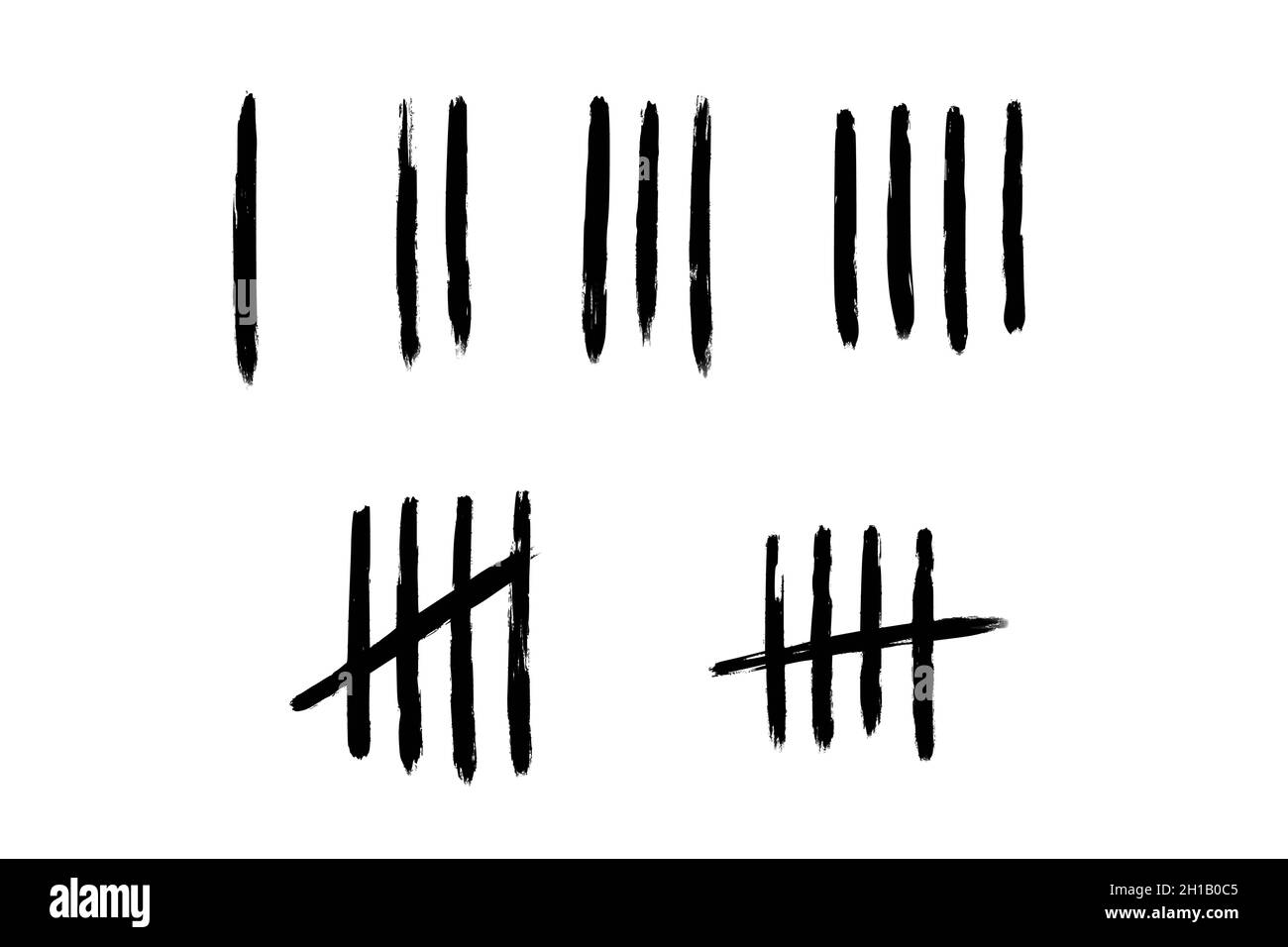 Tally mark number lines on the wall. Hand drawn sticks for counting ...