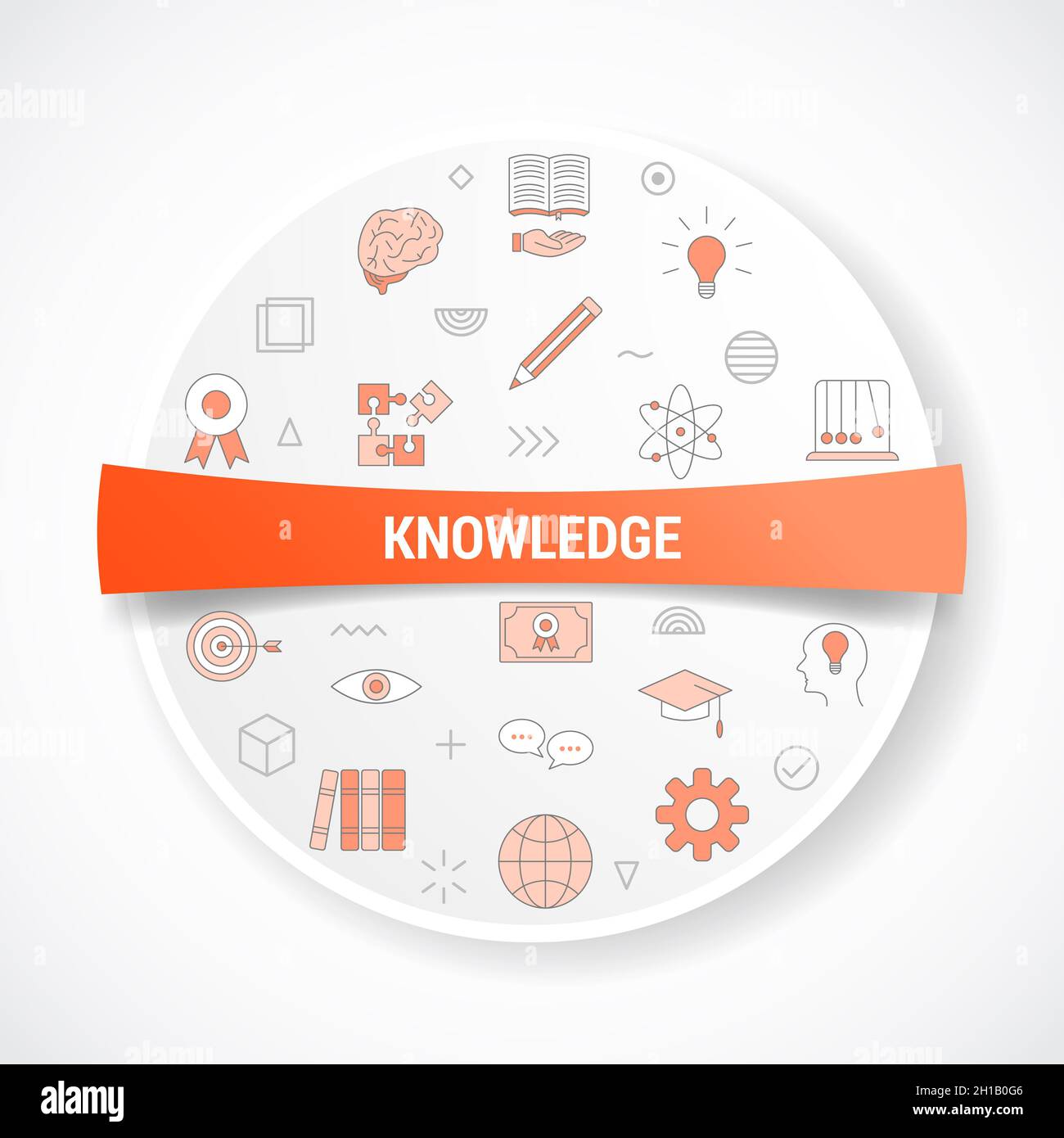 knowledge concept with icon concept with round or circle shape vector ...