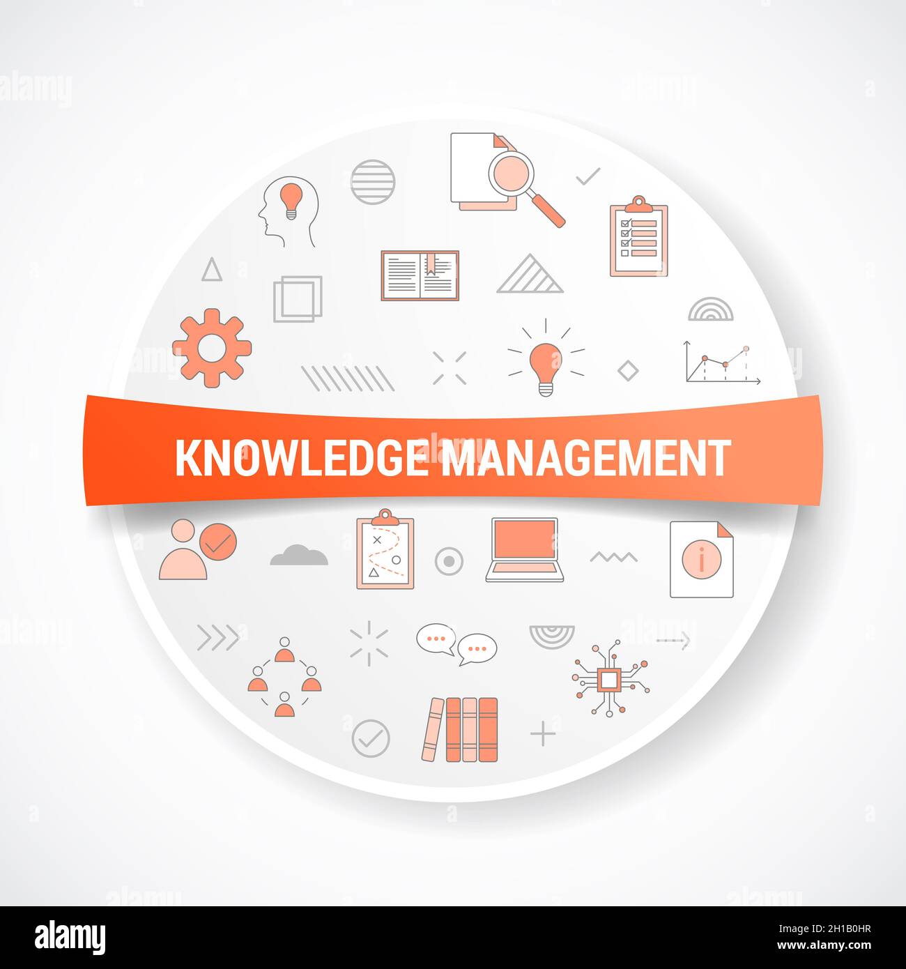 knowledge management concept with icon concept with round or circle ...