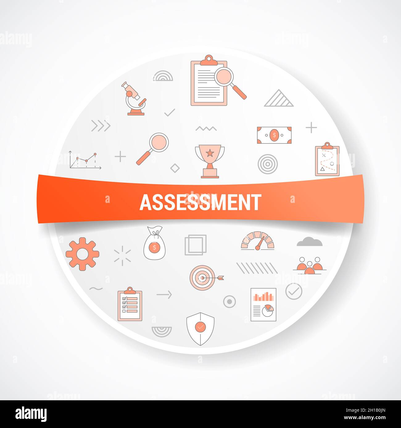 business assessment concept with icon concept with round or circle ...