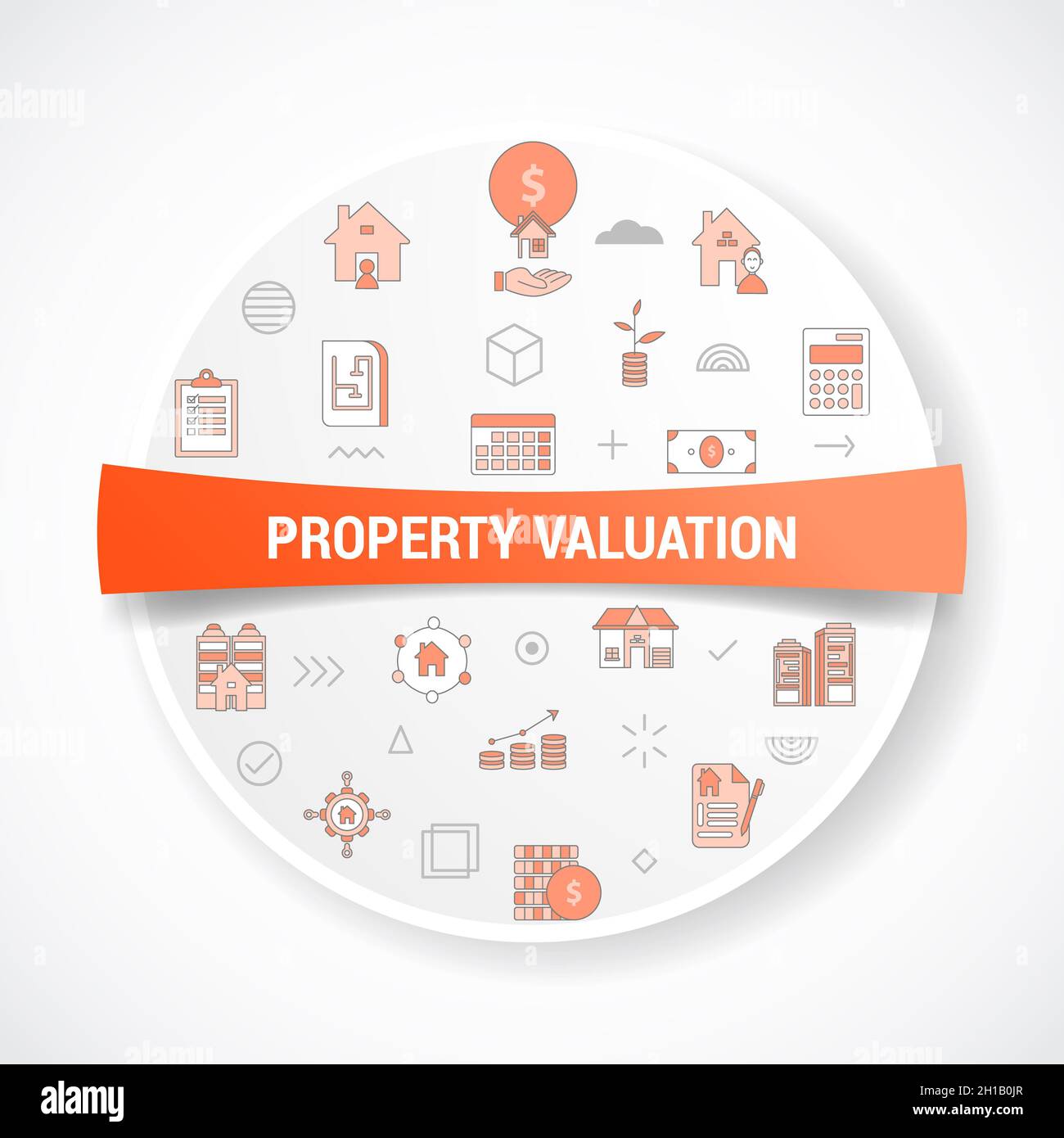 property valuation concept with icon concept with round or circle shape ...