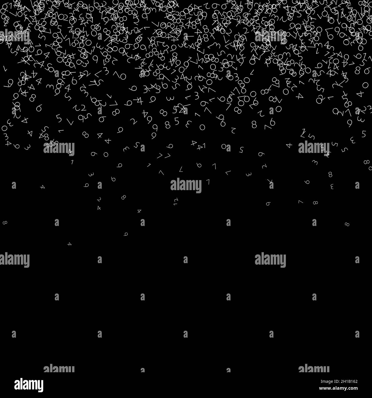 Falling numbers, big data concept. Binary white chaotic flying digits. Precious futuristic ...