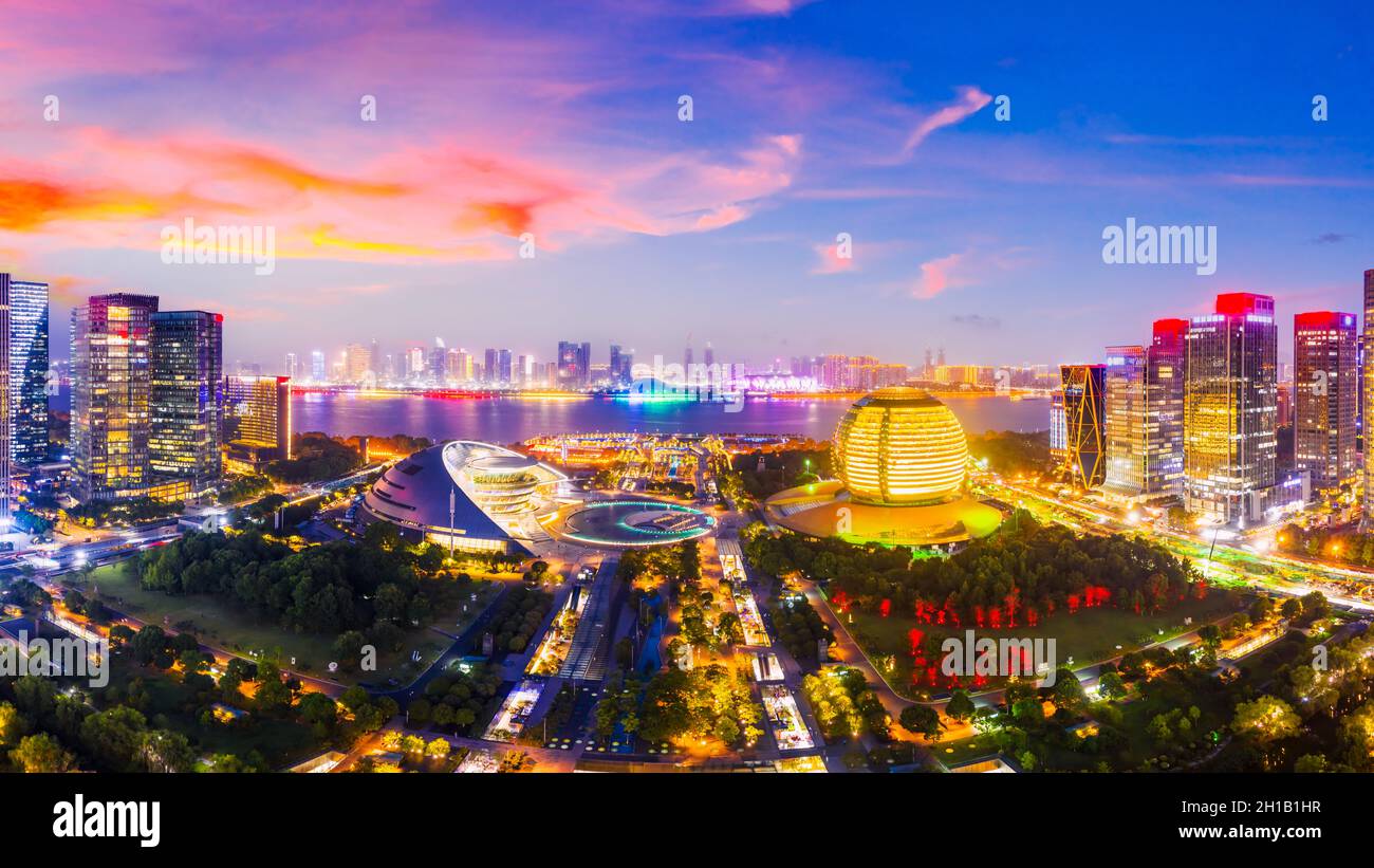 Aerial photography of Hangzhou city modern architecture landscape Stock ...