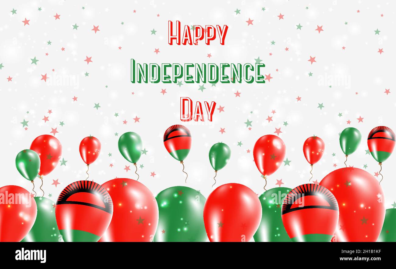 Malawi Independence Day Patriotic Design. Balloons in Malawian National ...