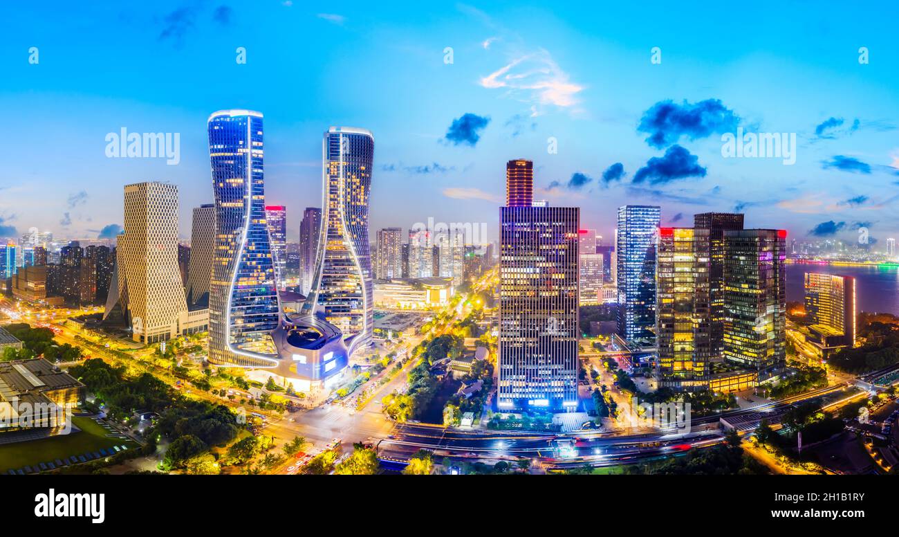 Aerial photography of Hangzhou city modern architecture landscape Stock ...