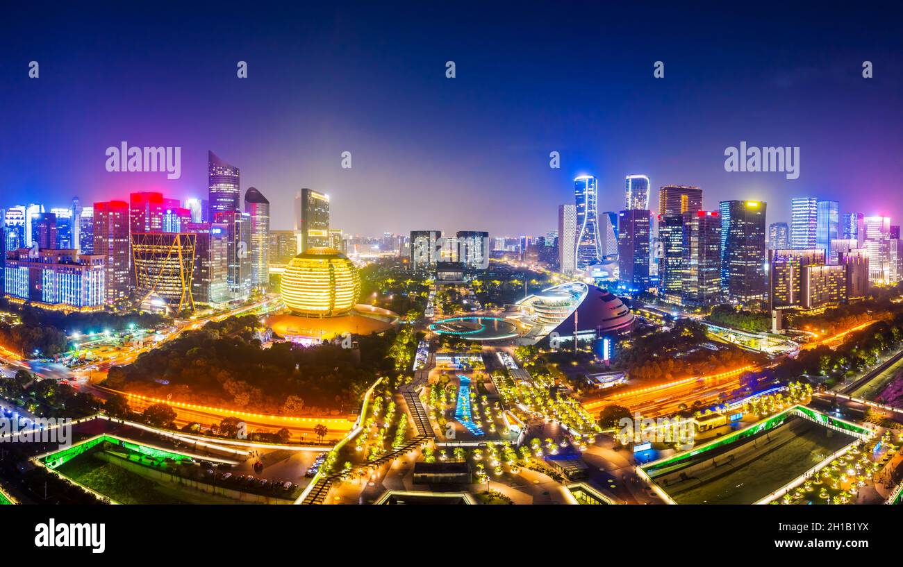 Aerial photography of Hangzhou city modern architecture landscape Stock ...