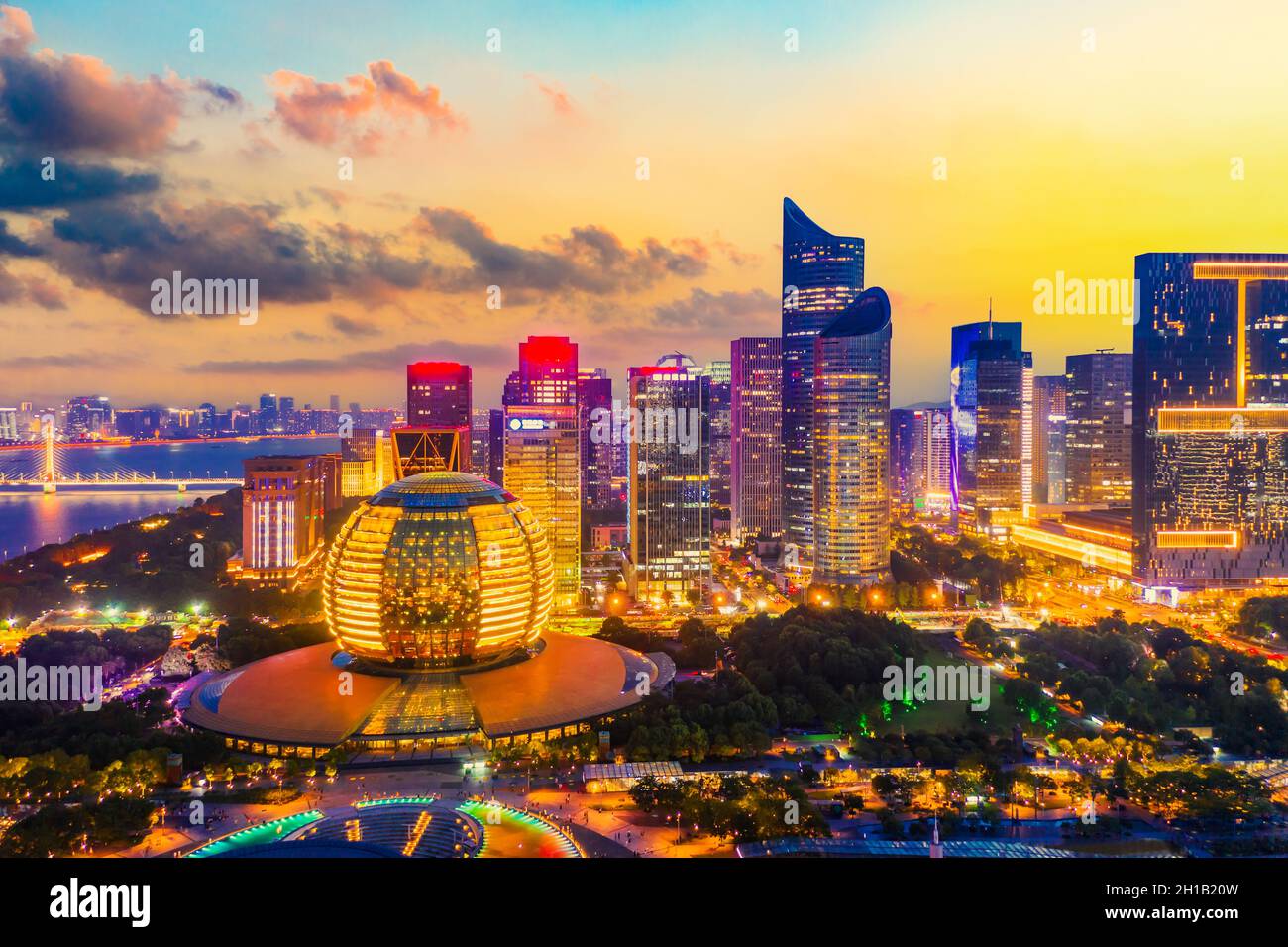 Aerial photography of Hangzhou city modern architecture landscape Stock ...
