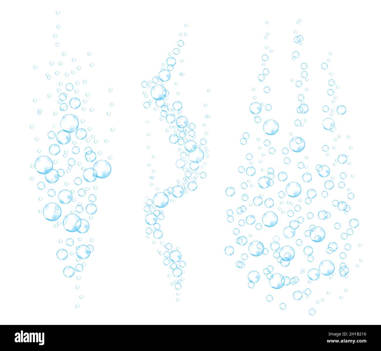 Underwater bubbles of fizzing soda. Streams of air. Dissolving tablets. Realistic oxygen pop in ...