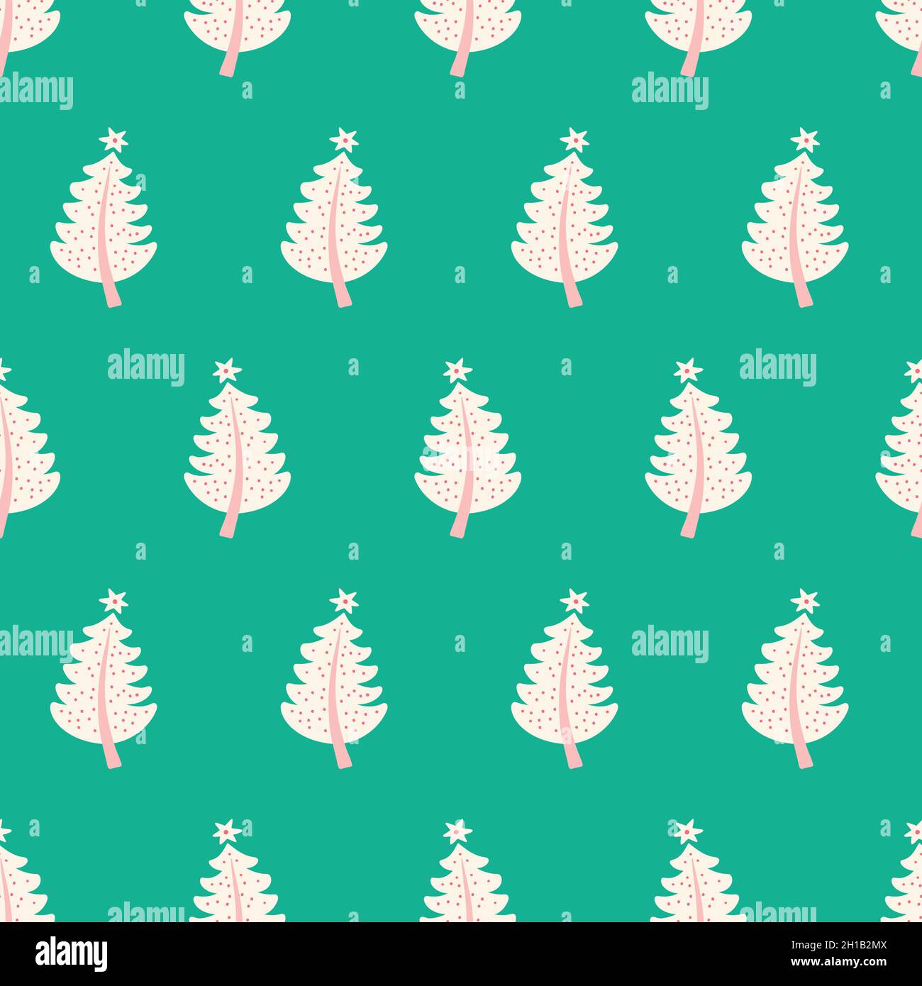Christmas tree pattern vector background. Cute festive seamless repeat ...