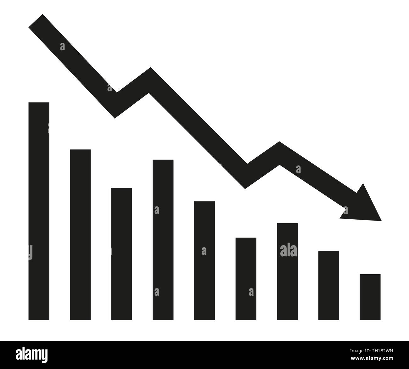 Graph with decrease report. Diagram with recession and bankruptcy progress. Business and finance ...