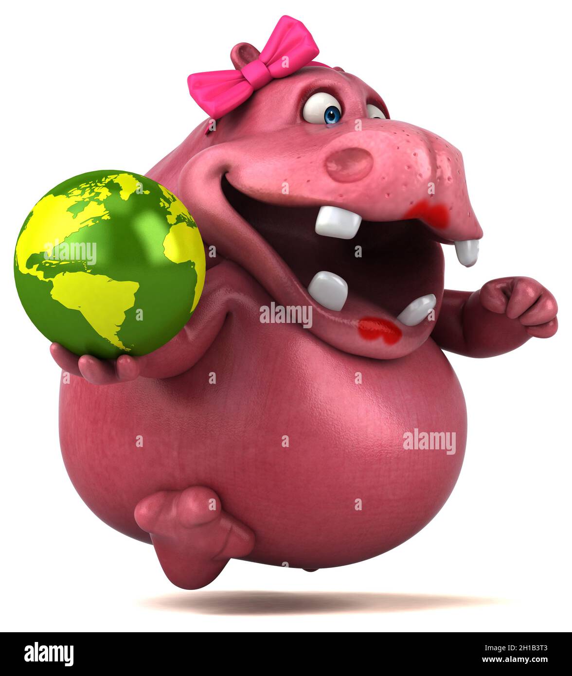 Pink Hippo - 3D Illustration Stock Photo - Alamy