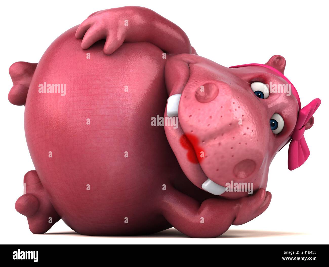 Pink Hippo - 3D Illustration Stock Photo - Alamy