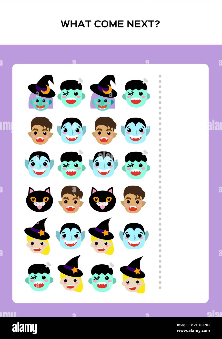 Happy Halloween What Come Next Game for kids with Monsters. Education ...