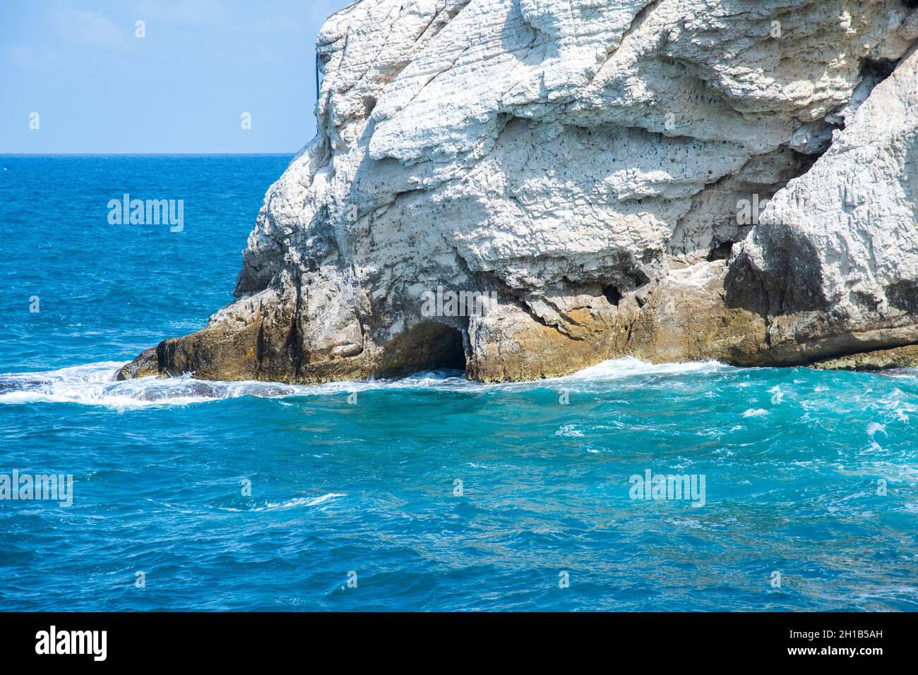 Mediterranean sea, white chalk rocks and some beaches captured from ...