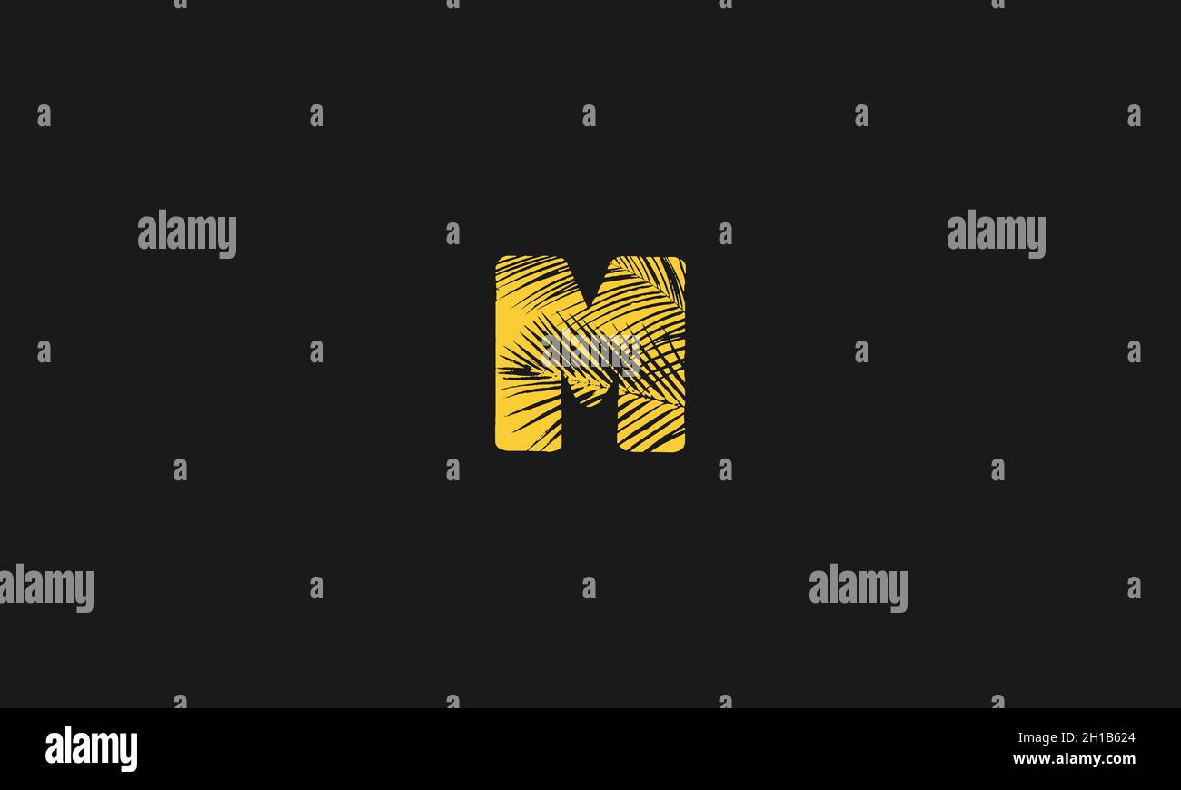 LETTER M PALM LOGO DESIGN WITH NEGATIVE SPACE EFFECT FOR ILLUSTRATION ...