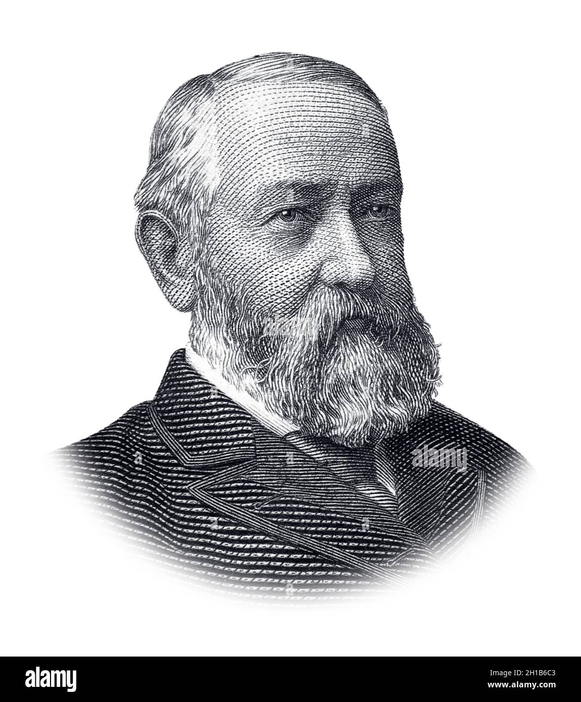 Portrait of USA President Benjamin Harrison Isolated on White ...