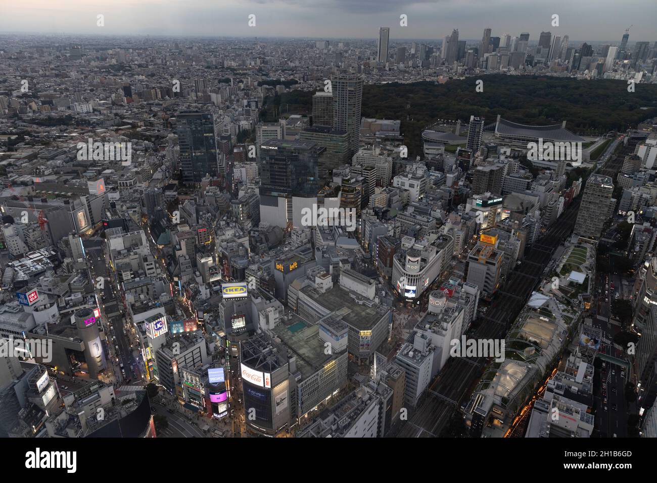 Tokyo's entertainment district Shibuya seen from Shibuya Sky ...