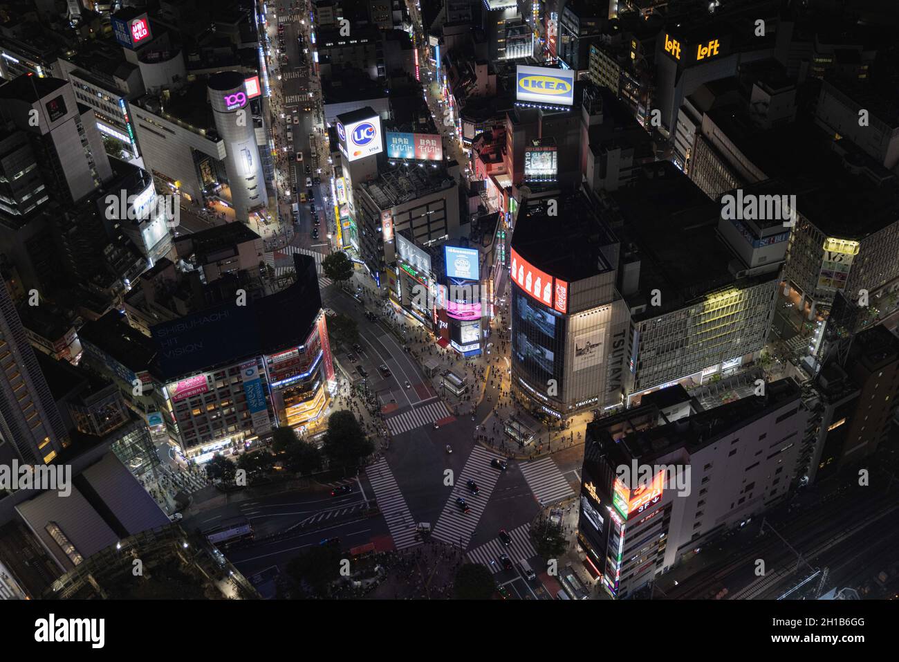 Tokyo's entertainment district Shibuya seen from Shibuya Sky ...
