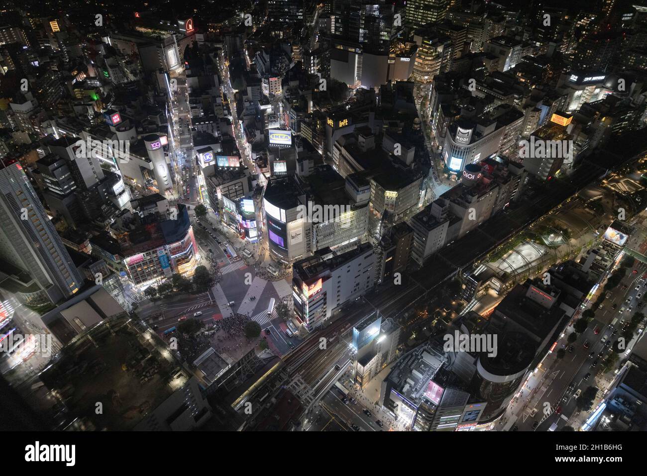 Tokyo's entertainment district Shibuya seen from Shibuya Sky ...